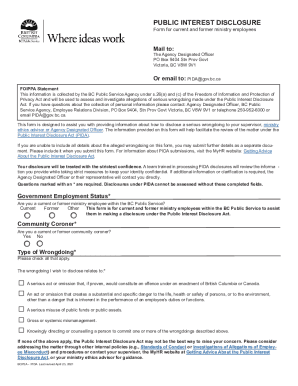Fillable Online Public Interest Disclosure FormCareers & MyHR Forms Fax ...