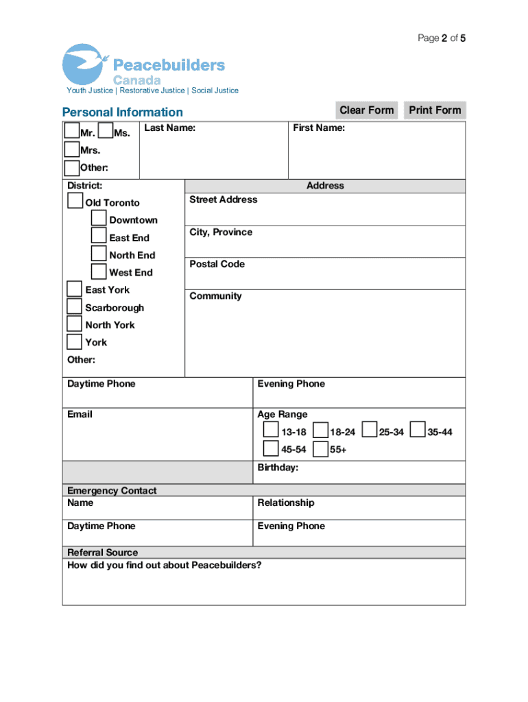 Fillable Online Restorative Justice Volunteer Facilitator Application Form Fax Email Print ...