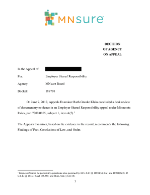 Fillable Online MNsure - Decision of Agency on Appeal Fax Email Print ...