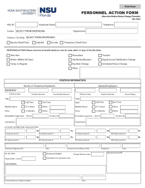 Fillable Online Personnel Action Form XFA.pdf Fax Email Print - pdfFiller