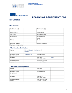 Fillable Online Learning agreement for Undergraduate and Master ...