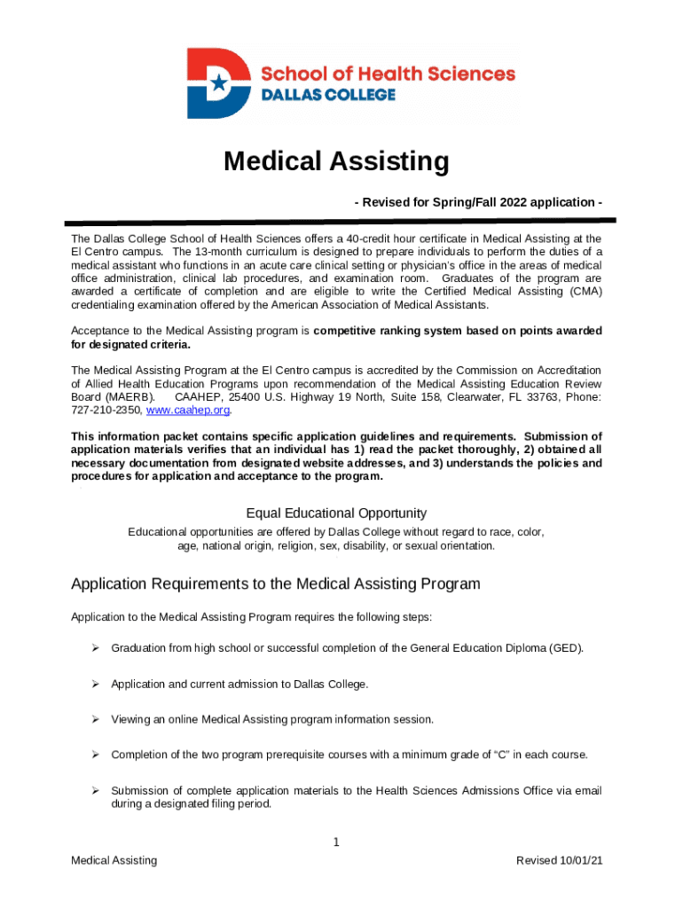 Medical Assisting Certificate - El Centro Doc Template | pdfFiller