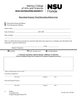 Fillable Online Dissertation Proposal & Final Defense Form Fax Email Print - pdfFiller