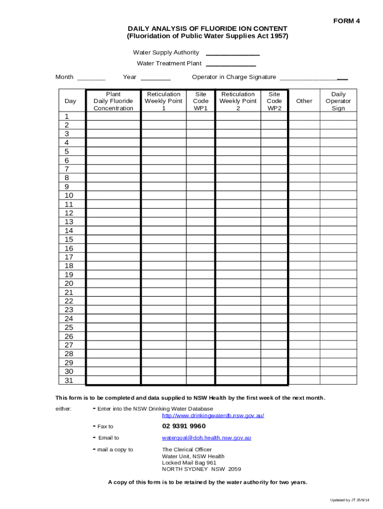 Fluoridation - Drinking Water - Virginia Department of Health Doc Template | pdfFiller