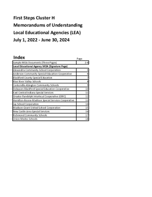 Fillable Online First Steps Cluster H Memorandum of Agreements Local ...
