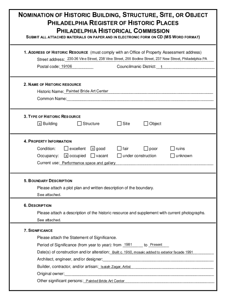 Fillable Online Philadelphia Register of Historic Places Fax Email ...