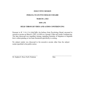 Fillable Online NOTICE OF EXECUTIVE SESSION INDIANA ... Fax Email Print ...