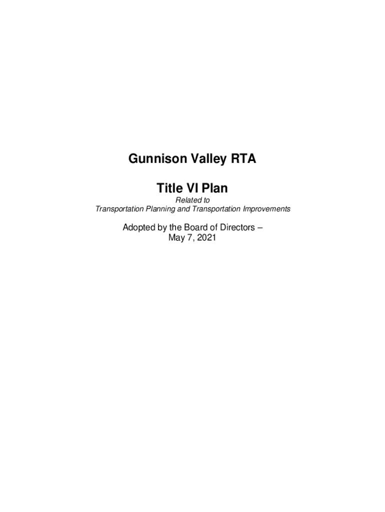 Fillable Online Gunnison Valley RTA Strategic Transit Plan and Senior ...