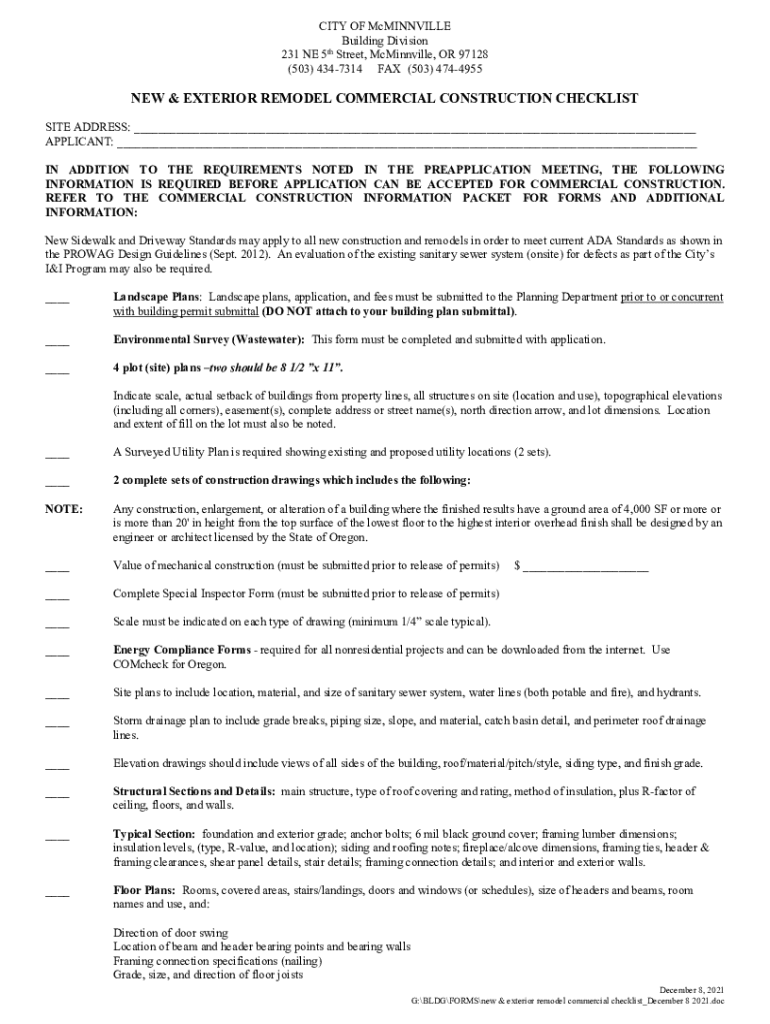 Fillable Online new & exterior remodel commercial construction ...