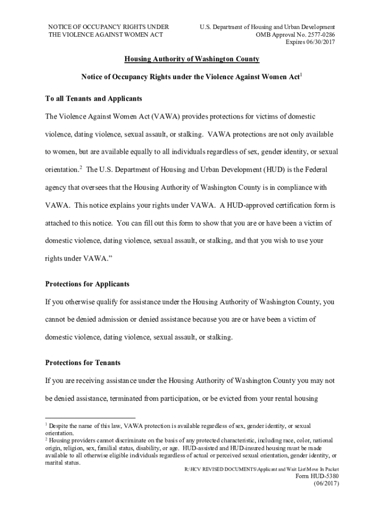 Fillable Online TRHS7. VAWA Form HUD-5382 Fax Email Print - pdfFiller