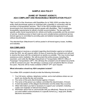 Fillable Online MDOT OPT ADA Complaint and Reasonable Modification ...