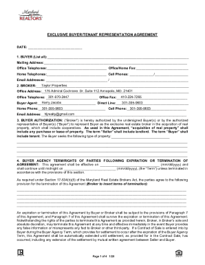 Fillable Online Exclusive Buyer-Tenant Representation Agreement Changes ...