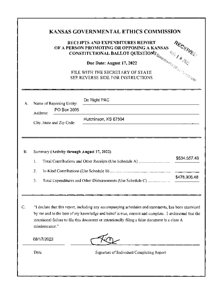 Fillable Online ethics ks FILE WITH THE SECRETARY OF STATE Fax Email ...