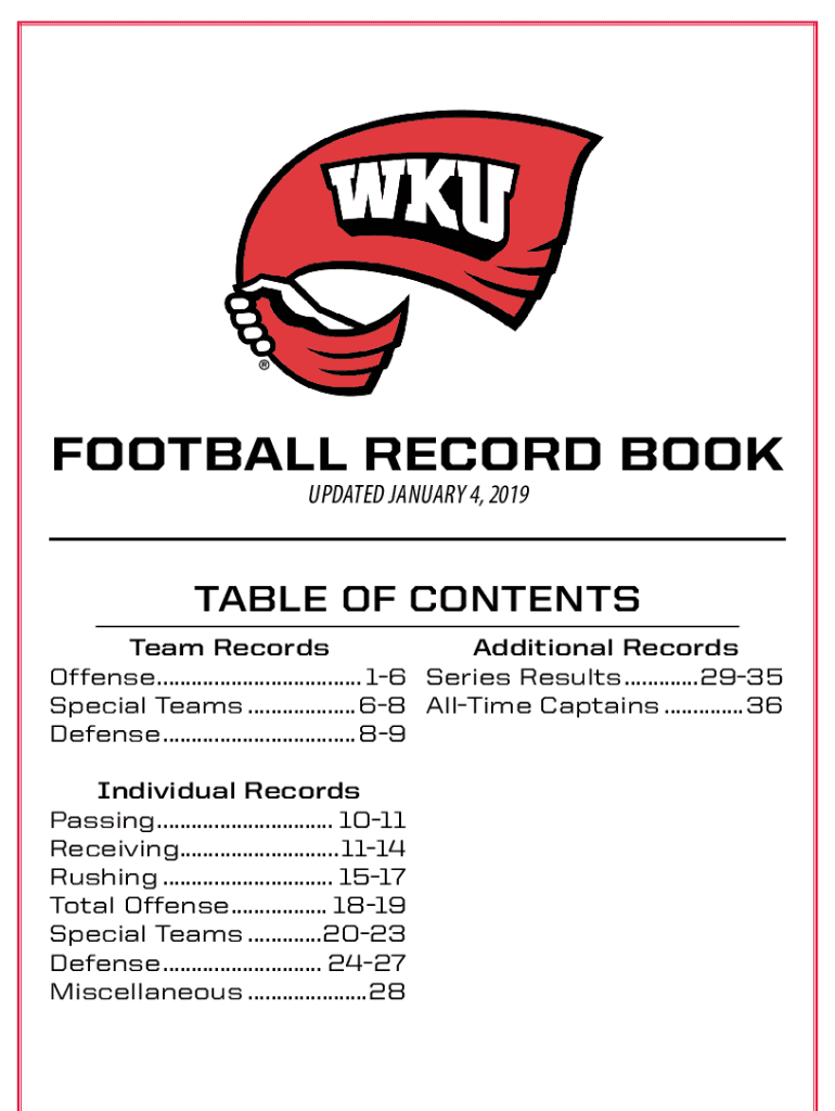Fillable Online Football Record Book - Slippery Rock University ...