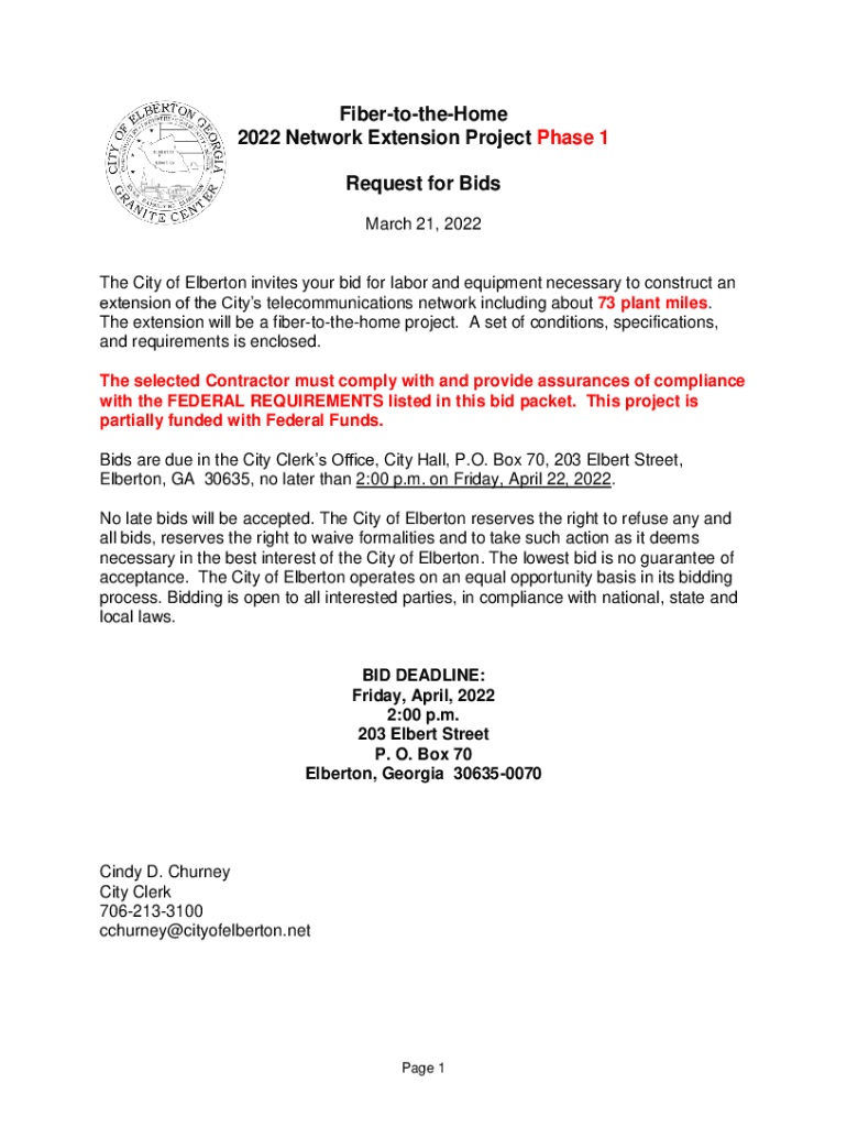 Fillable Online fiber optic construction installation Bids, RFP & ... Fax Email Print - pdfFiller