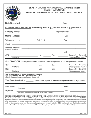 Fillable Online Shasta County Pesticide Business Registration Forms Fax ...