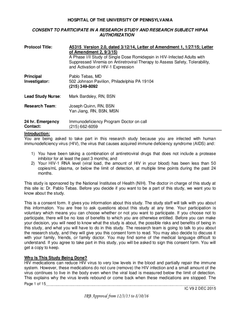 Fillable Online IRB Approval from 12/3/15 to 8/10/16 - Penn Medicine ...