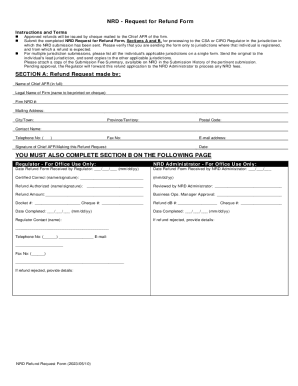 Fillable Online Get NRD - Request For Refund Form SECTION A ... Fax ...