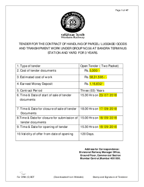 Fillable Online wr indianrailways gov the work of handling contract at ...
