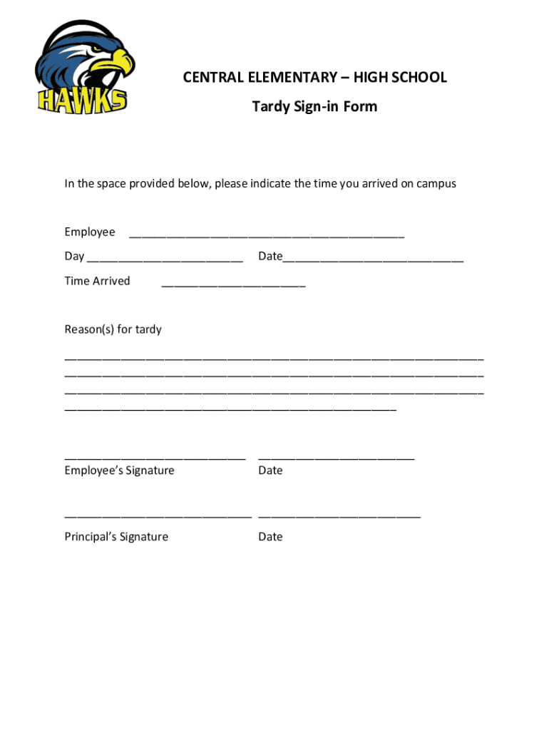Fillable Online Tardy and Late Sign-In - Academy for Academic ...