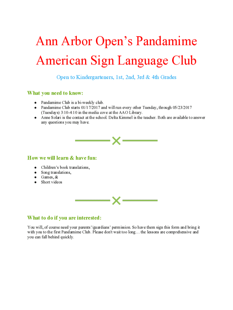 Fillable Online Lincoln Elementary Sign Language Club teaches students ...