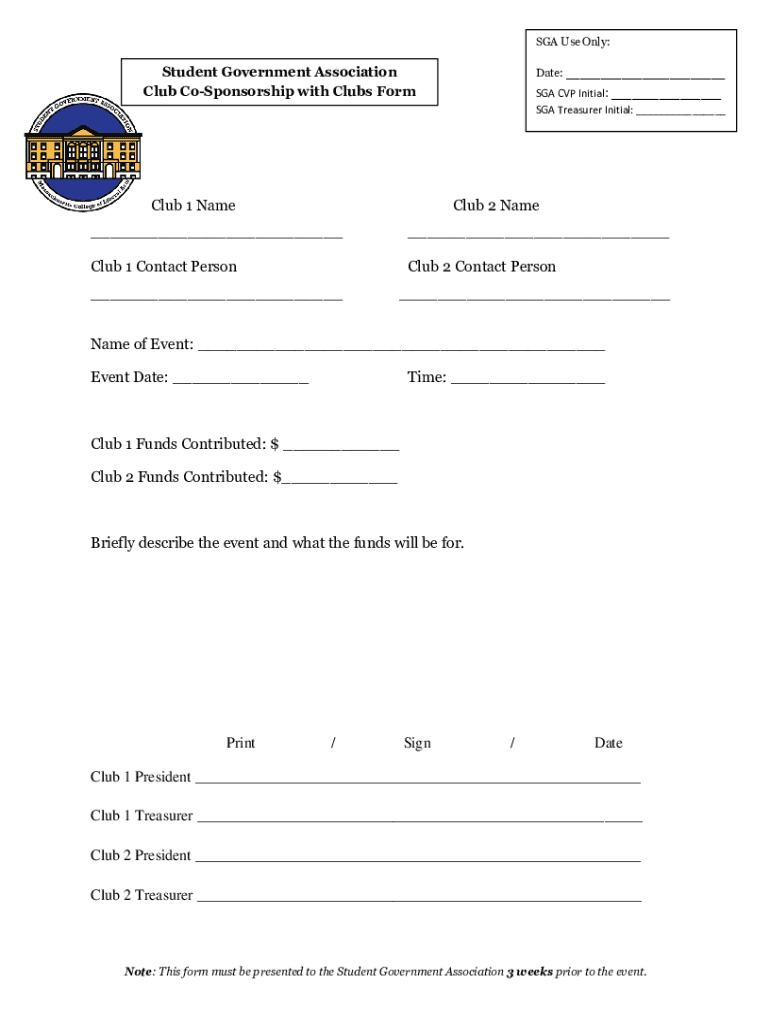 Fillable Online Funding Request Form Submit to SGA Fax Email Print ...