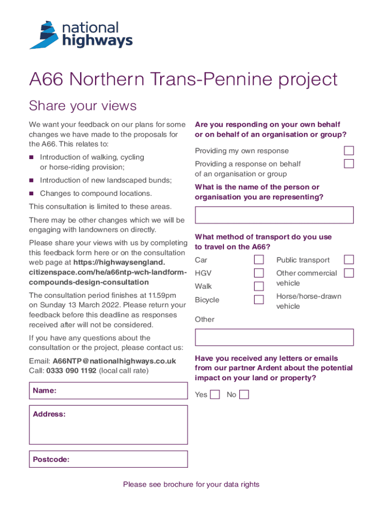 Fillable Online A66 Northern Trans-Pennine DCO Design Application ...