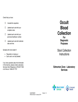 Fillable Online Occult Blood Collection for Diagnostic Purposes ...