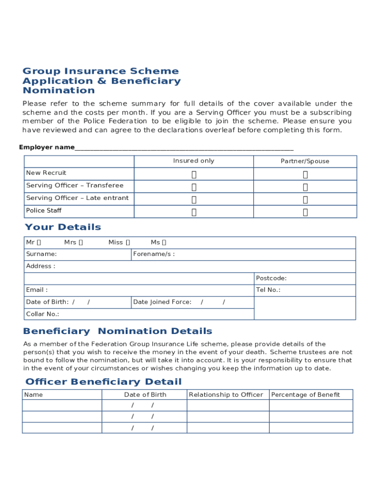 Group Insurance Application sFixed Term Employees ...
