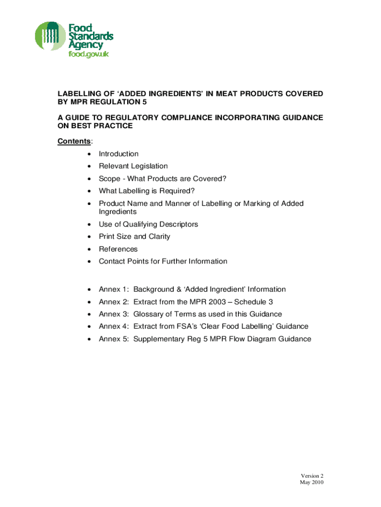 Fillable Online A Guide To Federal Food Labeling Requirements For Meat