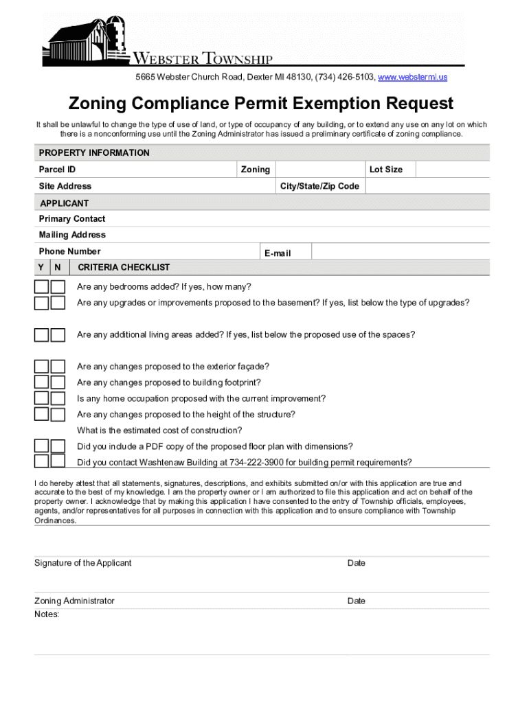 Fillable Online Application for Zoning Compliance Permit Fax Email ...