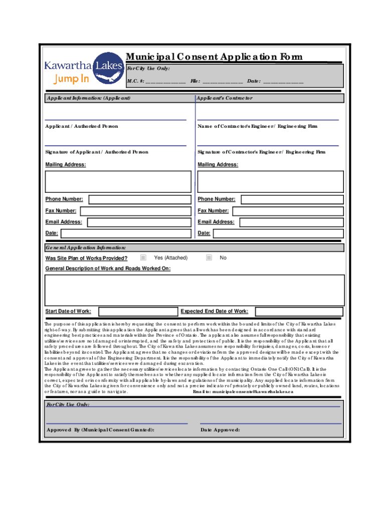 Fillable Online Municipal Consent Application Form Fax Email Print ...