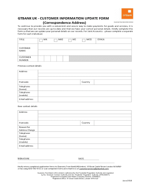 Fillable Online How To Update your Customer Information Online - GTBank ...
