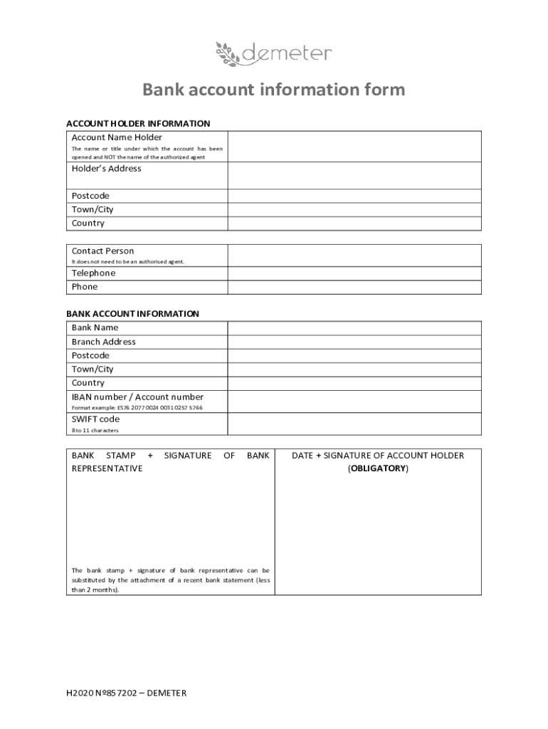 Fillable Online Bank account information form Fax Email Print - pdfFiller