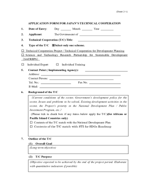Fillable Online application form for japan's technical cooperation Fax ...