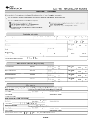 Fillable Online CLAIM FORM TRIP CANCELLATION INSURANCE Fax Email Print - pdfFiller