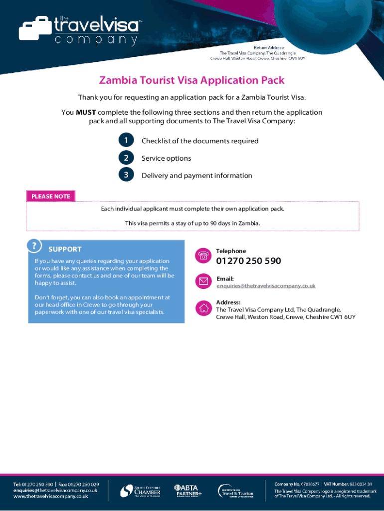 Zambia Tourist Visa Application Form - Blank Fillable Template | Fill ...