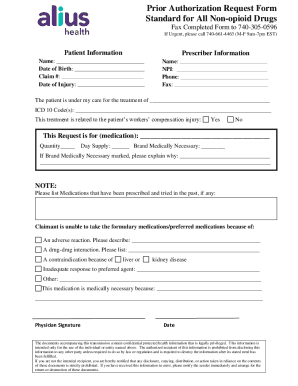 Fillable Online Prior Authorization Request Form Standard for All Non ...