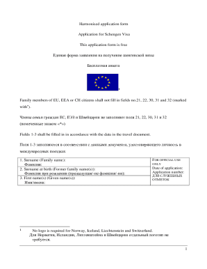 Fillable Online 1 Harmonised application form Application for Schengen ...