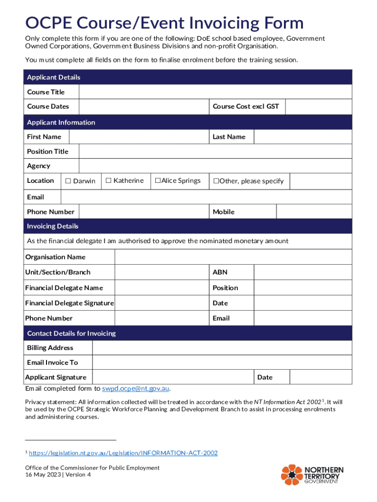 Fillable Online OCPE Invoicing form Fax Email Print - pdfFiller