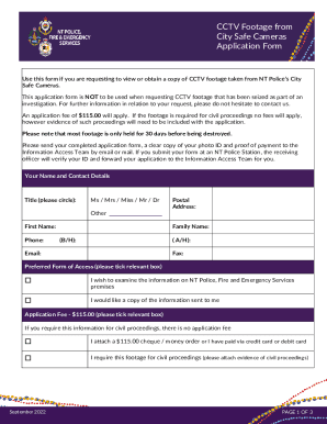 Fillable Online pfes nt gov CCTV Footage from City Safe Cameras ...