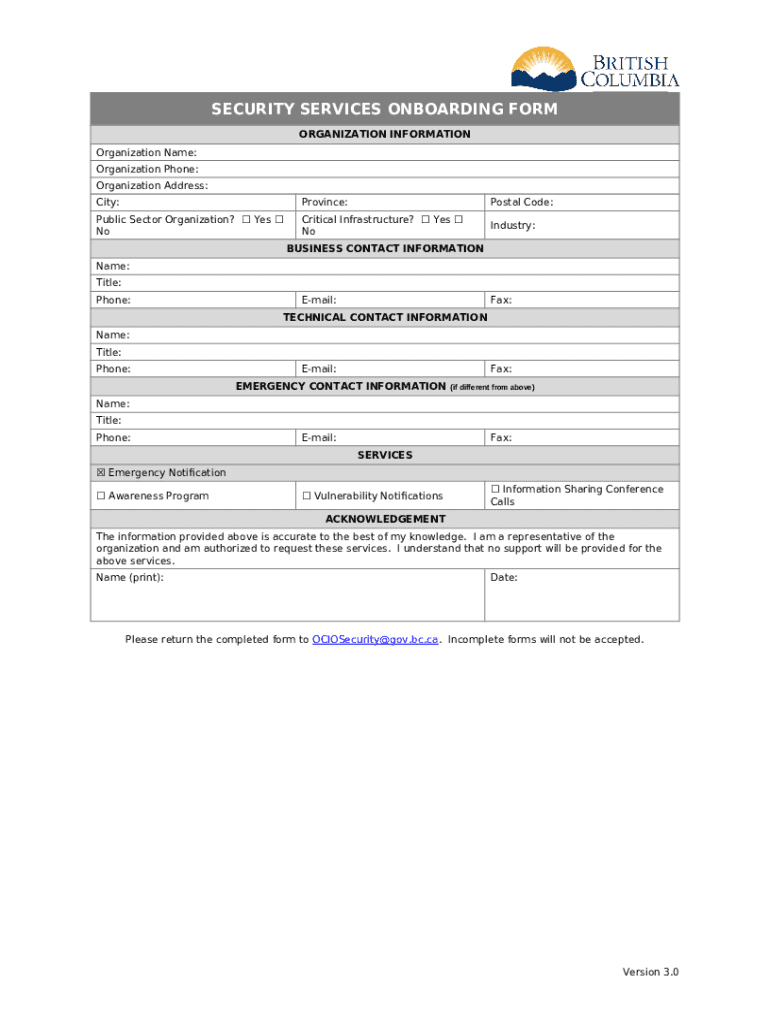 OCIO Security Onboarding Doc Template | pdfFiller