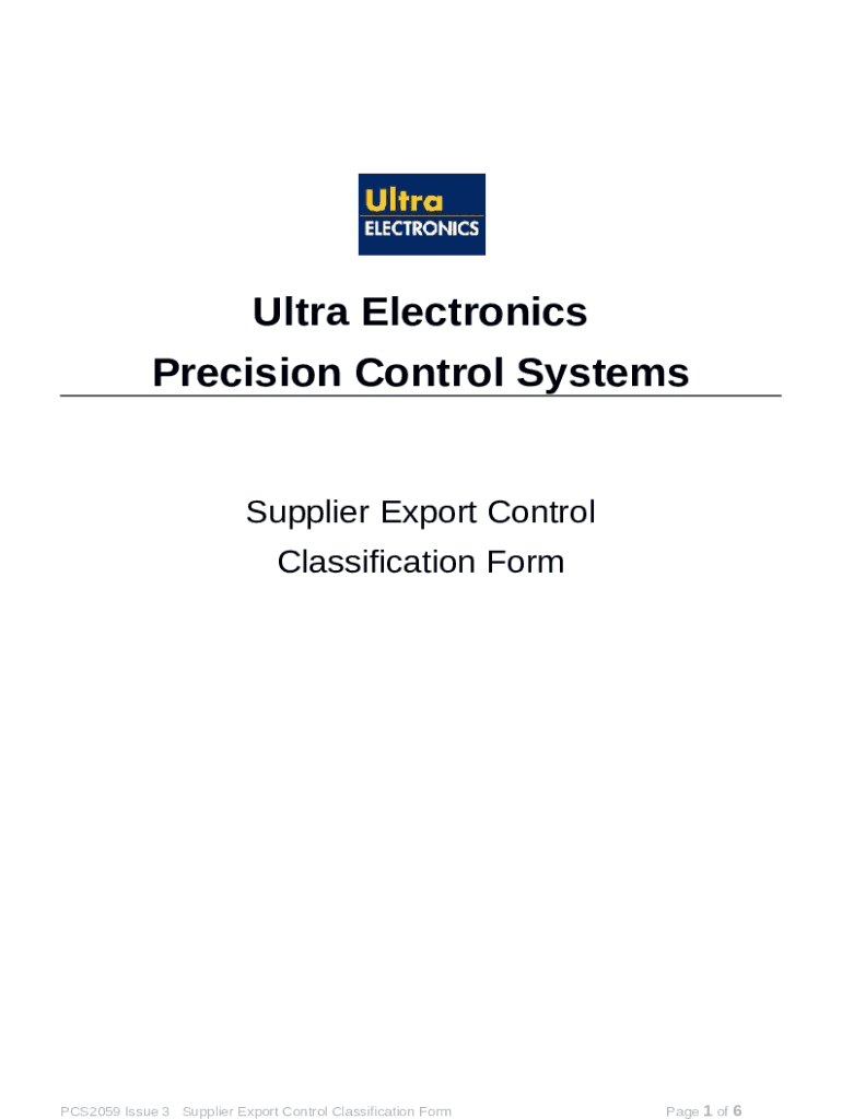 Suppli Export Control Classification Doc Template | pdfFiller
