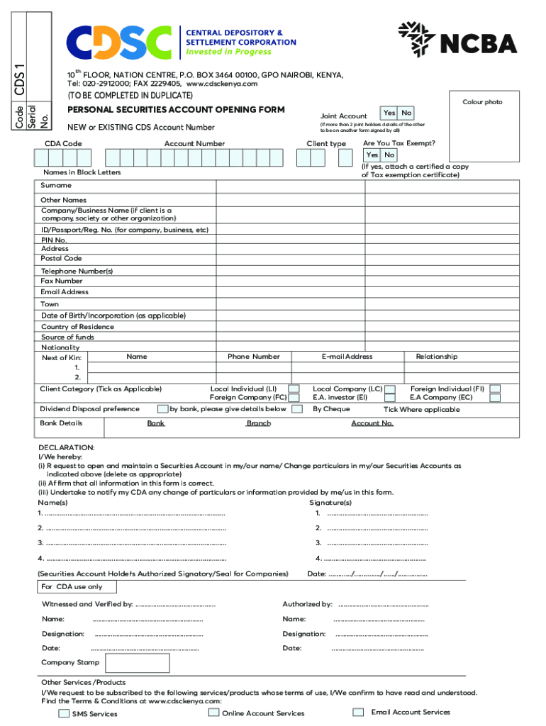 Fillable Online Joint Securities Account Opening Form Fax Email Print ...