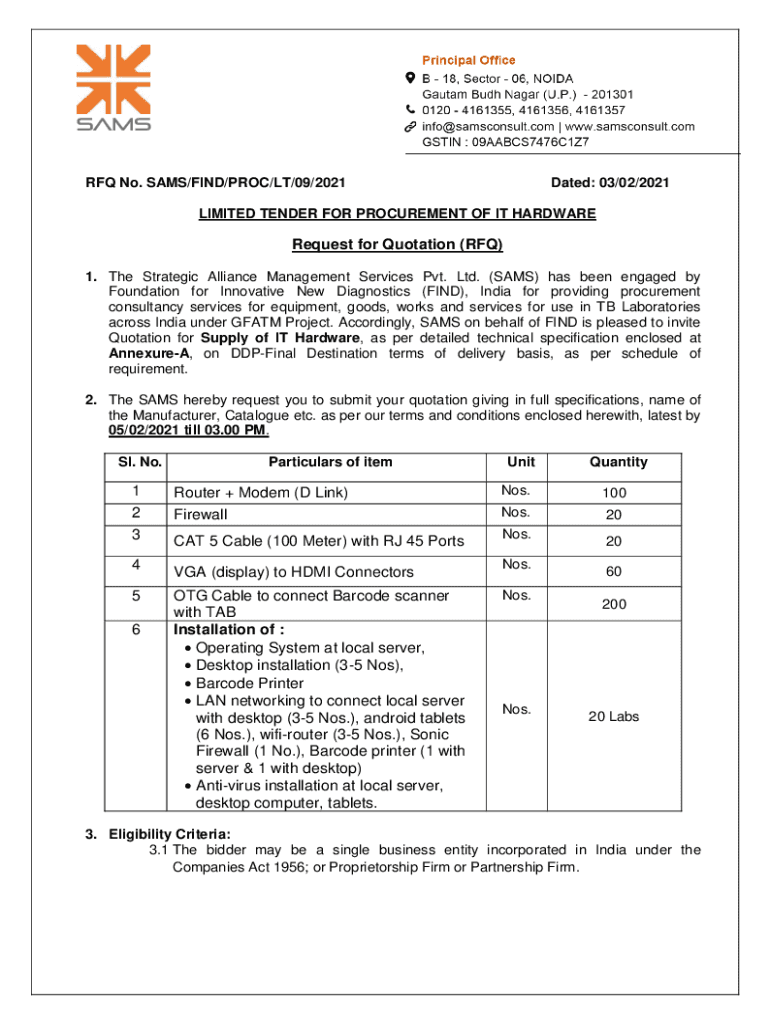 Fillable Online Request for Quotation (RFQ) 1 Router + Modem (D Link) 2 ... Fax Email Print ...