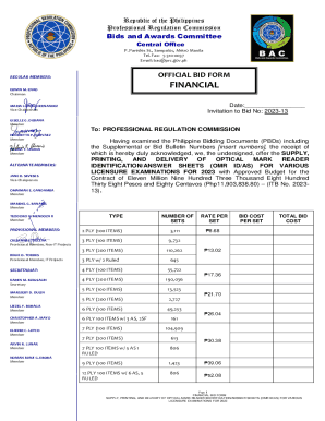 Fillable Online III. Bid Data Sheet Fax Email Print - pdfFiller