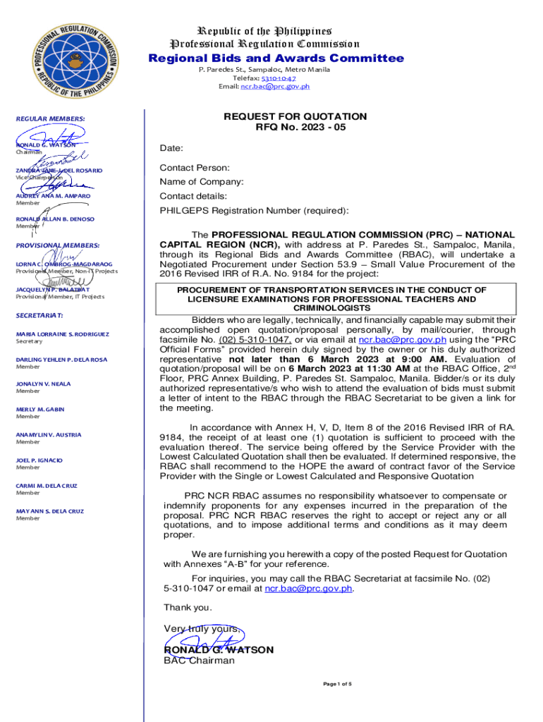 Fillable Online Prc Manila Philippines Address and Contact Number Fax ...