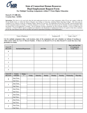 Fillable Online State of CT Human Resources Dual Employment Request ...