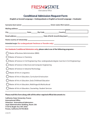 Fillable Online Conditional Admission Request Form. Made Accessible by ...
