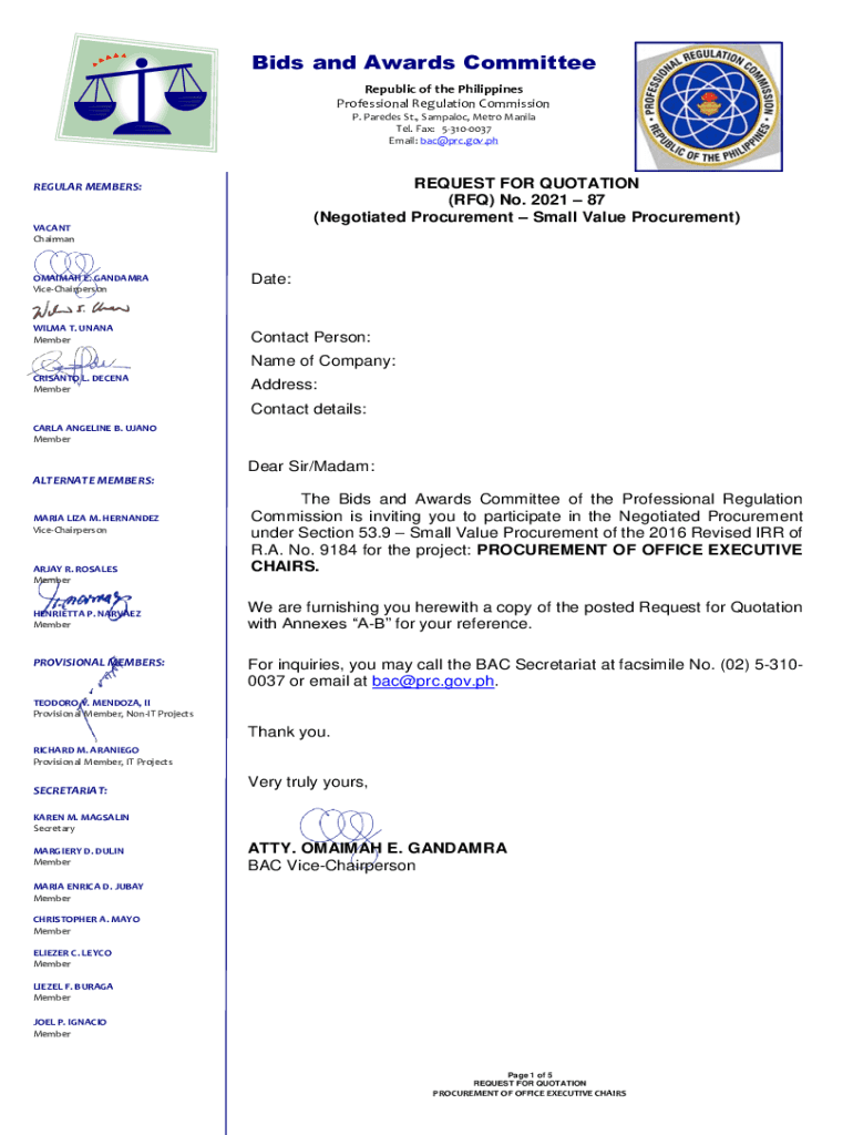 Fillable Online 9 Small Value Procurement of the 2016 Revised IRR of ...